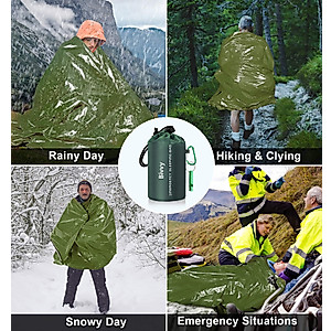 Timok Emergency Sleeping Bags Thermal-Emergency-Blankets 2 Packs Ultralight Space Blankets Survival Waterproof Outdoor Gear for Hiking, Camping, First Aid Kits, Green