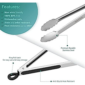 Grill Tongs, 17 Inch Extra Long Kitchen Tongs, Premium Stainless Steel Tongs for Cooking, Grilling, Barbecue/BBQ, Buffet (17" 2PCS)