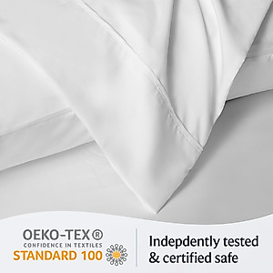 LuxClub Collection Pillowcases 2 Pack - Eco Friendly Wrinkle Free Cooling Pillow Cases with Satin Trim - Machine Washable Hotel Bedding Silky Soft - White Standard/Queen