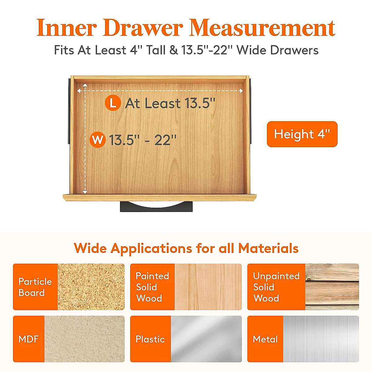Lifewit 5 Pack Drawer Dividers Plastic 4" High, 13.5-22" Adjustable Drawer Organizers for Clothes, Expandable Dresser Separators in Bedroom/Bathroom/Kitchen/Fridge/Office Organization and Storage