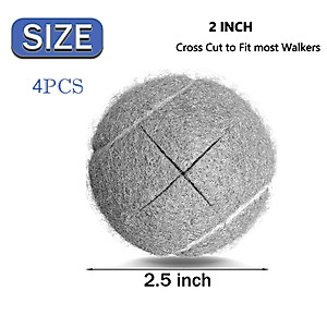 ZUJEAM Tennis Balls for Walkers Pre Cut, Walker Tennis Balls Walker Glide Balls for Chairs, Desks, Furniture Legs and Floor Protection, Heavy Duty Long Lasting Felt Pad Glide Coverings -4PCS Gray