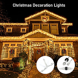 GYLEFY Christmas Lights Outdoor, Icicle Lights 98.4FT Curtain Lights 1200LED Connectable String Lights Waterproof Fairy Lights with Plug for Xmas Wedding Party Garden Indoor Decor - Warm White