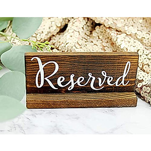 Darware Wooden Reserved Signs for Tables (6-Pack, Brown); Rustic Real Table Signs with Sign Holders for Weddings, Special Events, and Restaurant Use