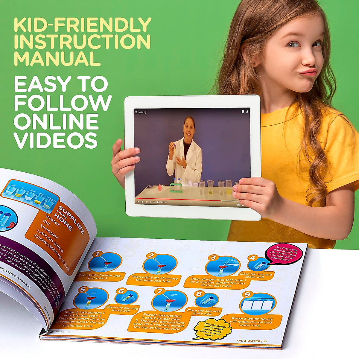 Science Kit for Kids Ages 3, 4, 5, 6, 7 - Over 20 Science Experiments - Lab Coat Included