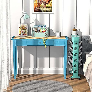 Utility Cart Organizer 6 Tier Rolling Cart with Wheels Portable Bookshelf on Wheels Narrow for Bedroom Living Room Home School,Green