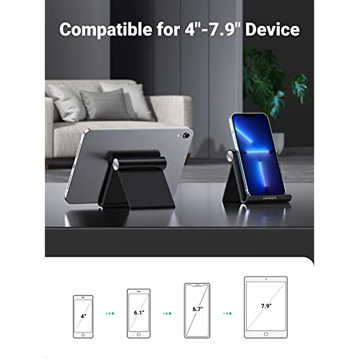 UGREEN Portable Cell Phone Stand Black Bundle with White Cell Phone Stand Compatible with iPhone 14 Pro 14 Plus13 Pro Max 12 11 SE XS, Galaxy S22 S21