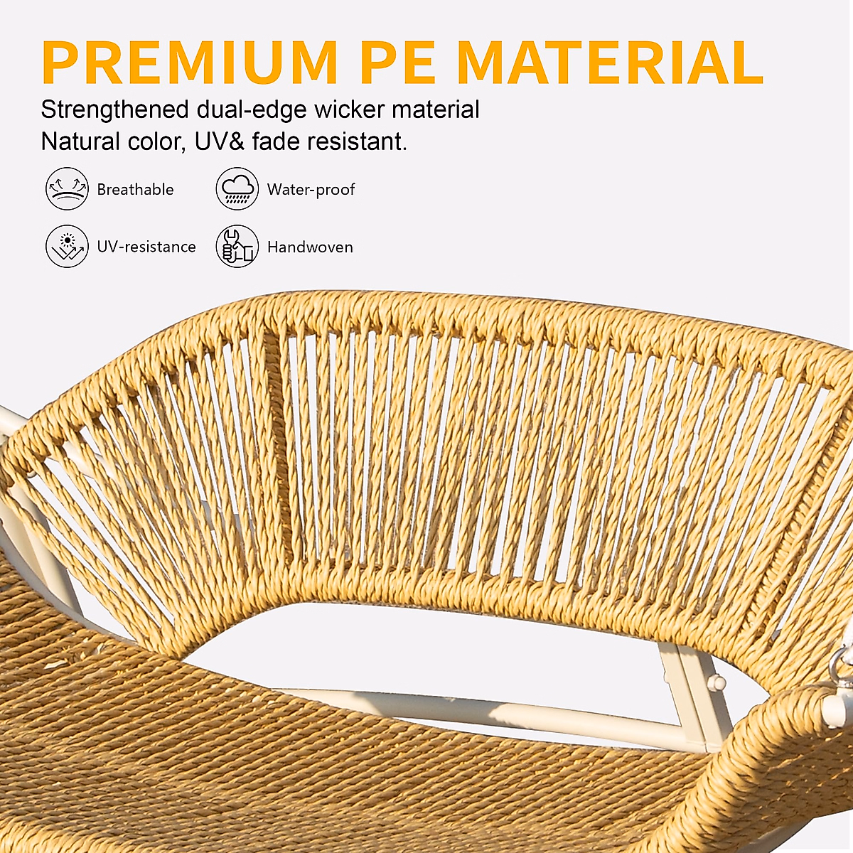Domi Outdoor Patio Porch Swing, 2-Seat Hanging Swing Chair with Thickened Cushions and Pillow, Rattan Porch Swing Chair Outdoor Hammock Chair for Porch, Backyard, Garden