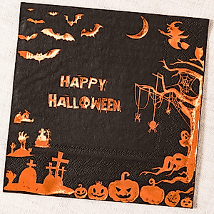 Crisky Happy Halloween Napkins Plates Cups Tableware Set of 24 for Halloween Party Decorations Halloween Party Supplies, Set of 24 (9" Plates,7" Plates, Luncheon Napkins, 9oz Cups)