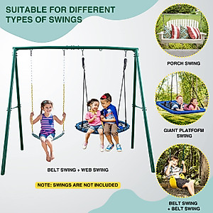 Trekassy 440lbs Swing Stand Frame, Heavy Duty Metal Swing Set Frame with Ground Stakes for Kids, Adults, Outdoor, Fits for Most Swings