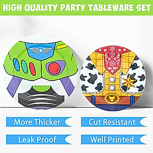 BINQOO Cartoon Blue Sky White Clouds Plates Napkins Total 40Pcs Serve 10 Toy Story Kids Birthday Party Boy Baby Shower Tableware Set Clouds Sky Dinner Plates Dessert Plates Napkins Supplies