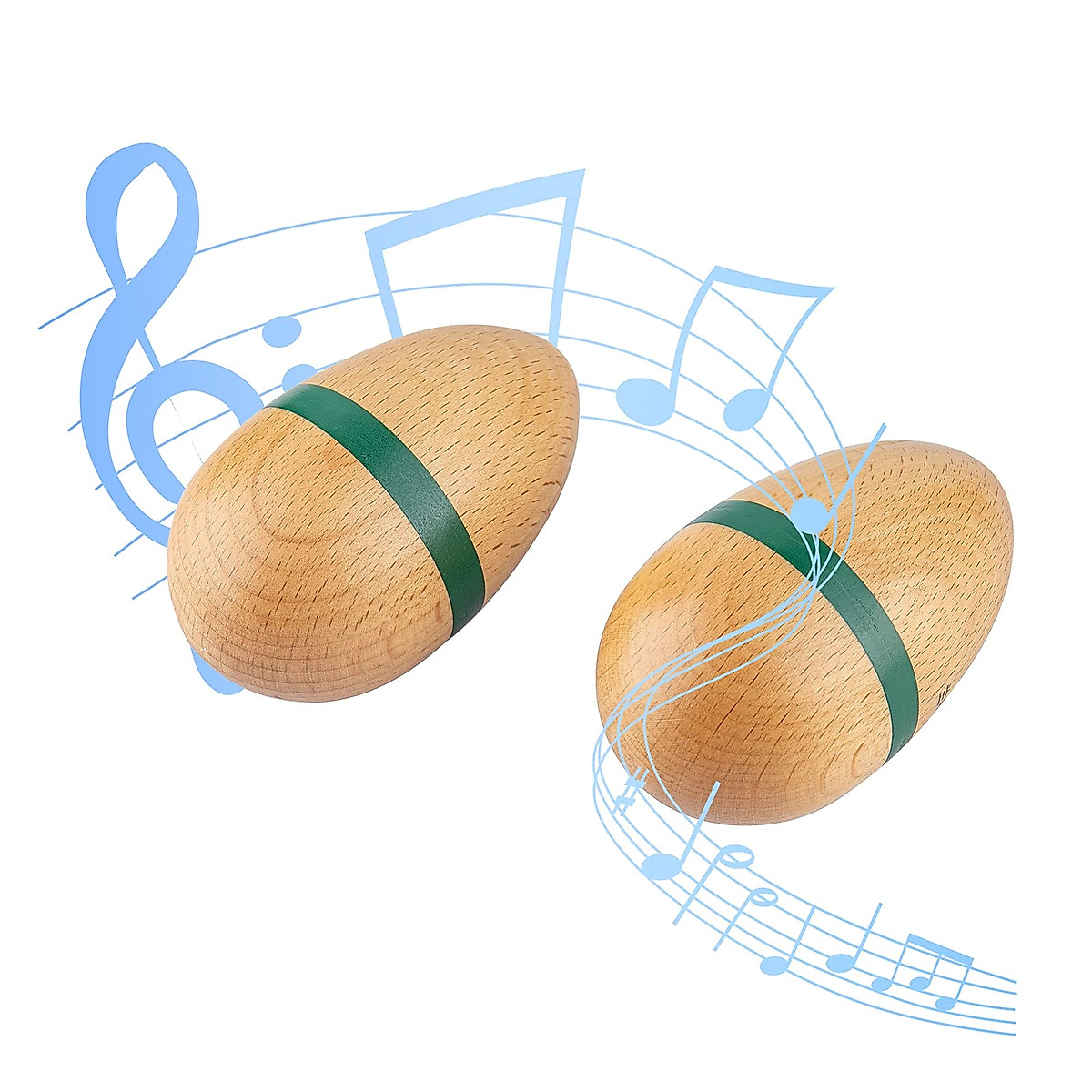 Eggs Shakers, Profession Wooden Egg Maracas Shakers For Adults, Hand Percussion Instrument for Musical Education Party Classroom Prizes (Natural Big)