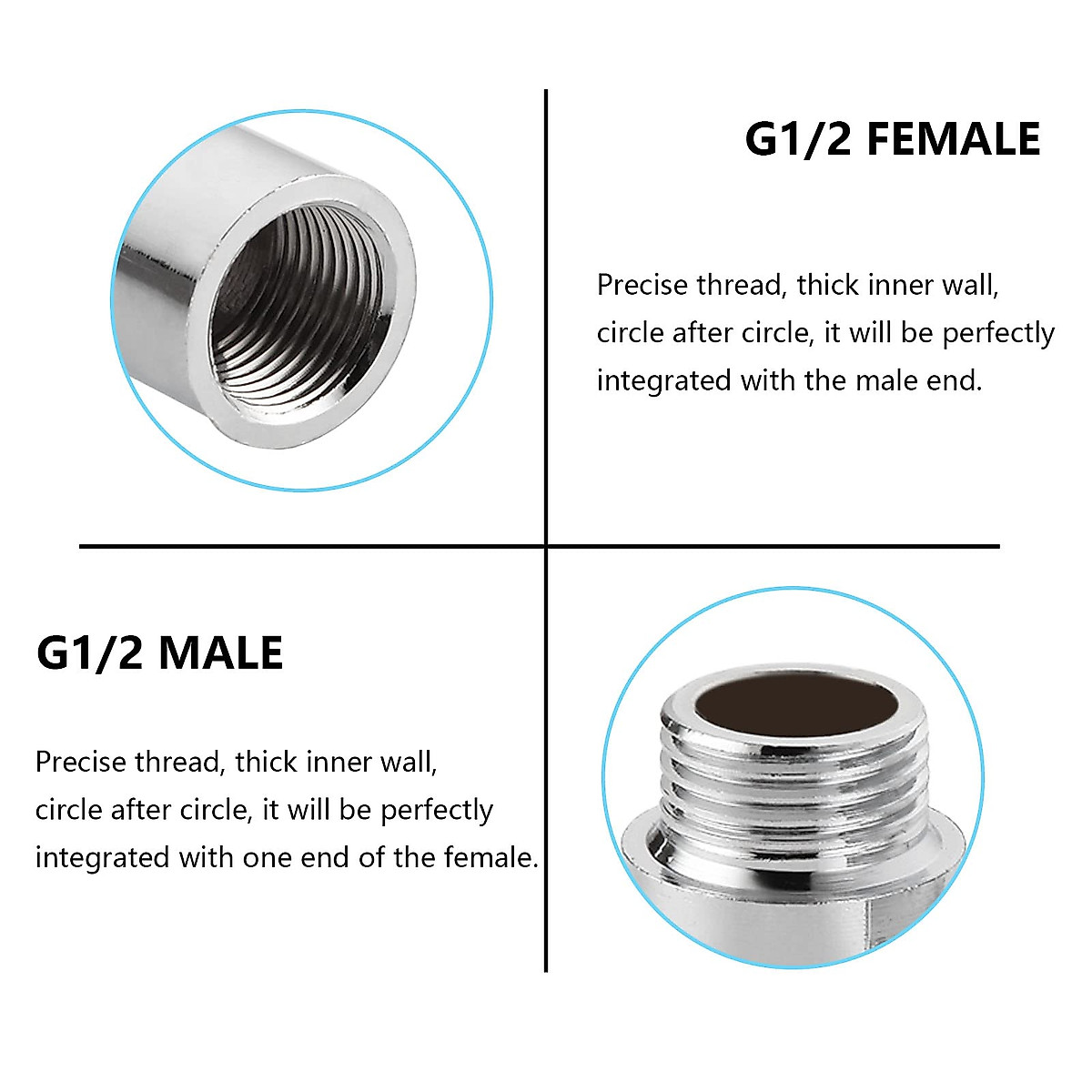 Tworider 15mm Length Shower Arm Extension,Handheld Stainless Steel Shower Head Extension Arm For Bathroom Accessories (Cast Pipe Fitting Coupler,Extended Shower Pipe)