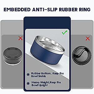 Premium Dog Water Bowl for Medium Large Dogs, 64oz Large Heavy Dog Bowls 1.6Lbs Weighted 304 Stainless Steel Insulated Dog Food Bowl Black Pet Bowl, 8 Inch