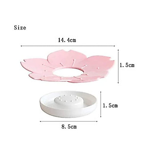 Adorable Pink Peri - 2-Pack Pink Soap Dish for bar soap Lovers | Self draining Hole Holder | Pink Floral Decor Bathroom Accessories | Zero Waste Gift (Reusable Plastic - Cherry Blossom Shape)