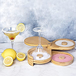 Glolaurge Margarita Salt Rimmer Set, 3-Tier Bamboo Bar Glass Rimmer, Sugar Rimmer for Cocktails