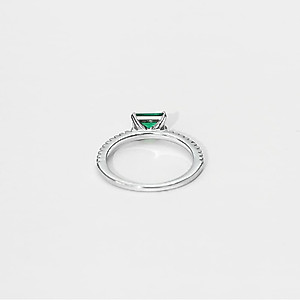 Michooyel S925 4x6mm Lab-created Emerald Engagement Ring Sterling Silver Ring Cubic Zirconia Fine Jewelry For Women