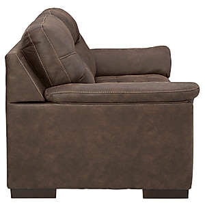 Signature Design by Ashley Maderla Oversized Faux Leather Loveseat, Dark Brown