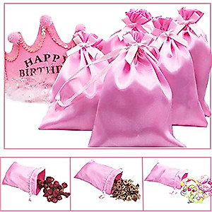 Gbateri 35 PCS 5 x 7 Inches Pink Satin Gift Bags with Drawstring Wedding Favour Bags, Party Favor Bags Silk Jewelry Pouches,Fabric Drawstring Pouch for Baby Shower Bridal Shower Birthday Christmas