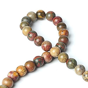 100Pcs Natural Stone 10mm Picasso Round Loose Gemstone Energy Healing Beads Hole Size 1mm DIY Smooth Beads for Bracelet Necklace Earrings Jewelry Making