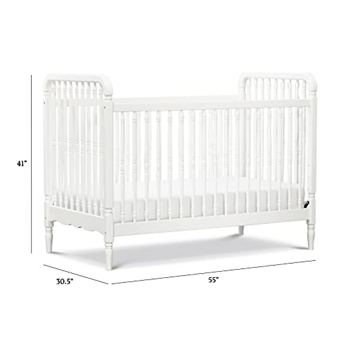 Namesake Liberty 3-in-1 Convertible Spindle Crib with Toddler Bed Conversion Kit in White, Greenguard Gold Certified