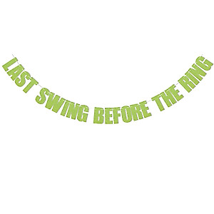 Pre-Strung Last Swing Before The Ring Banner - Tennis Bachelorette Decorations, Golf Bachelorette Party Decor, Tennis Bridal Shower Bachelor Banner Green Glitter