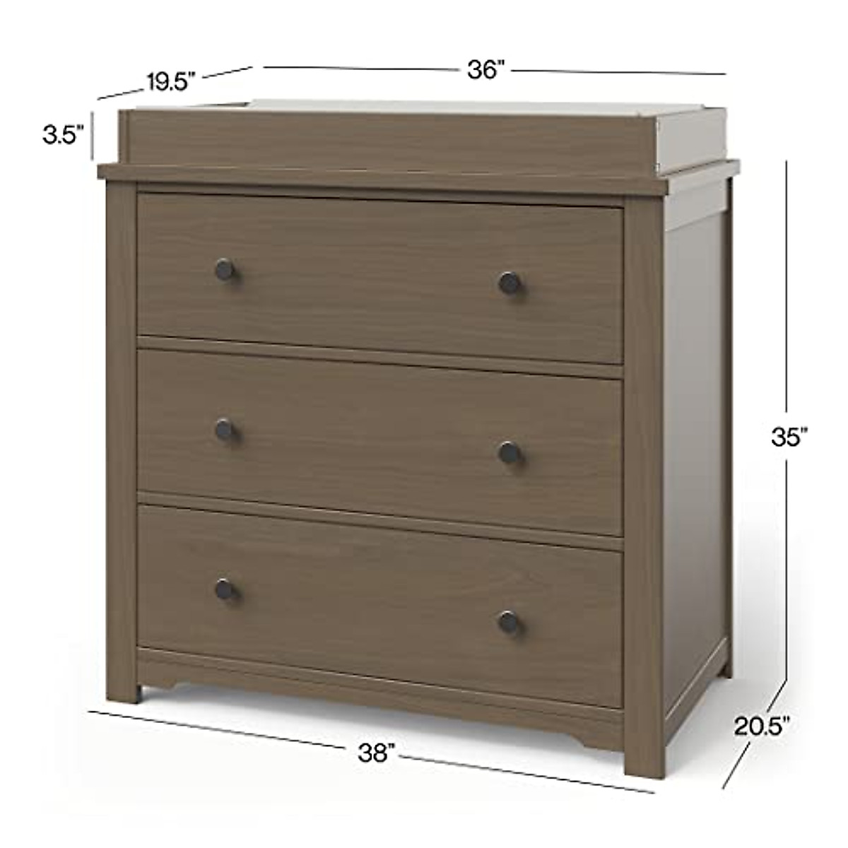 Forever Eclectic Harmony 3-Drawer Dresser with Changing Table Topper (Dusty Heather)