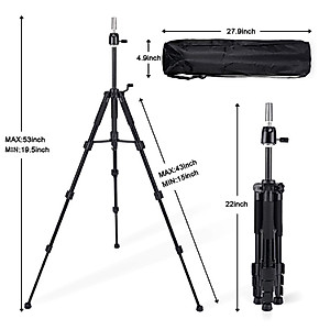 QISHI YUHUA Wig Stand Tripod with Non-Slip Base Adjustable Mannequin Head Stand with Hook Heavy Duty Manikin Head Tripod