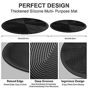 4PCS, JesDiary 10&8 Inch Silicone Trivets for Hot Dishes Pots Pans, Multi-Purpose Microwave Mat, Pot Holders, Hot Pads for Kitchen Countertop, Hot Plates to Protect Quartz Table, Heat Resistant, Black