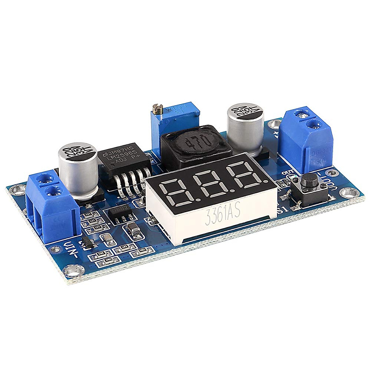 ALMOCN 2PCS LM2596S Buck Converter Step-Down Power Module DC to DC 4.0-40V to 1.25-37V Voltage Regulator with LED Voltmeter Digital Display
