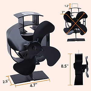 foedo Wood Stove Fan, 4 Blades Heat Powered Stove Fan for Wood/Fireplace/Log Burner, Efficiently Circulate Warm Air, Upgrade Household Cocoon Fan, No Electricity Required