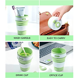 Collapsible Coffee Cups for Travel, Portable Foldable Travel Coffee Mug Silicone Collapsible Travel Cup 350ml Foldable Travel Mug with Lids Reusable Portable Bottle for Camping, Blue