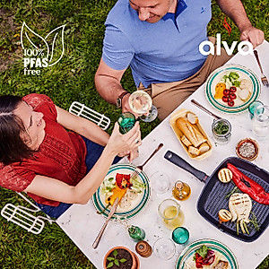 Alva Energy Ceramic Coated Cast Aluminum Grill Pan Non Toxic Indoor Grill Griddle 11" PFAS, PFOA & PFTE Free, Griddle for Cooking Pan Set, Induction Safe, Add to Your Pots and Pans Set Cookware