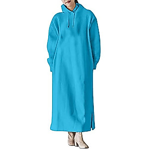 LKPJJFRG High Waist Smocked Flowy Tiered Mixi Dress fitted Lantern Sleeve Shift Dress Casual sexy Basic Fitted long Dress Blue