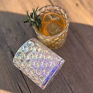 ACASSA, Gin and Tonic Glassware, Iridescent Drinking Glasses, Romantic Water Glasses, Bubble Design Drinking Glasses, Hobnail Drinking Glasses, Wine, Cocktail, Lowball, Bourbon, Whisky, Scotch Glasses