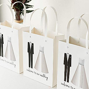Crisky Welcome to Our Wedding Bags 25 pcs Welcome Wedding Bags for Hotel Guests, 10"X8"X4", Favor Bags