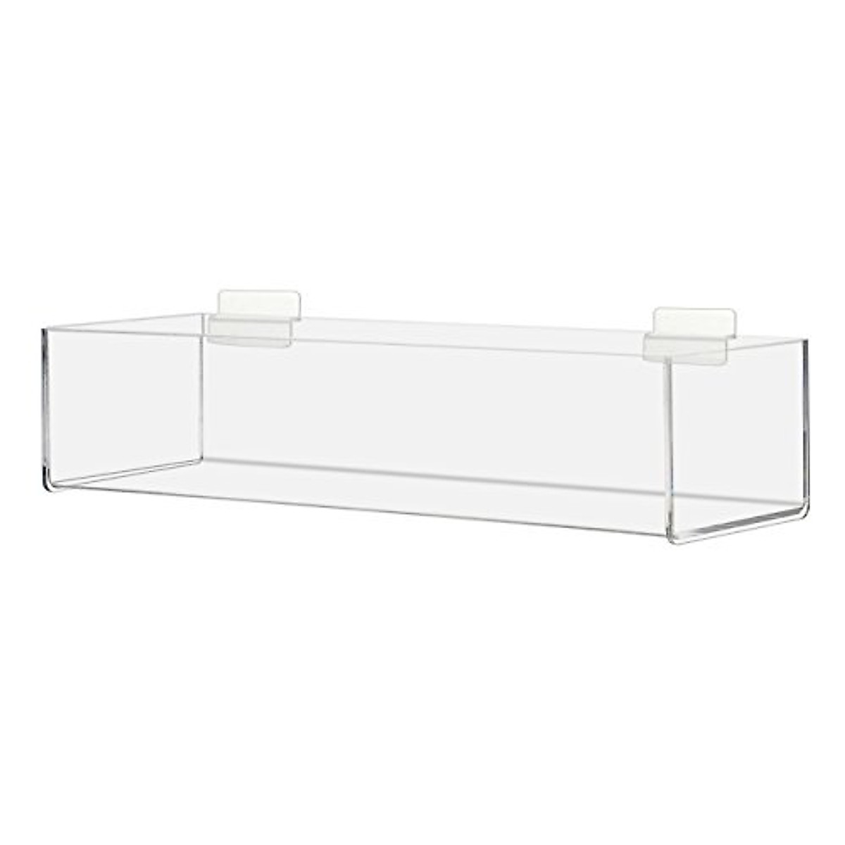 Marketing Holders Slatwall Acrylic Retail Tray 15 Inch Wide x 4 Inch Deep Rectangular One Compartment Lucite Product Merchandise Storage Organizer for Businesses and Shops