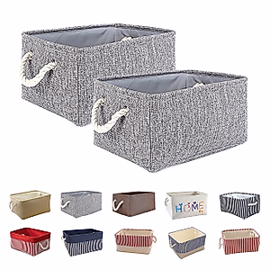 Queenie 2 Pack Closet Canvas Fabric Storage Basket, Gray, 17" x 8" x 5"