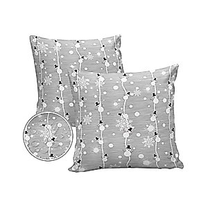 Christmas Outdoor Pillow Covers Snowman Snowflake Waterproof Lumbar Pillowcases Set of 2 Chritsmas Lights Grey Background Decorative Patio Furniture Pillows 16x16 inch x 2pcs