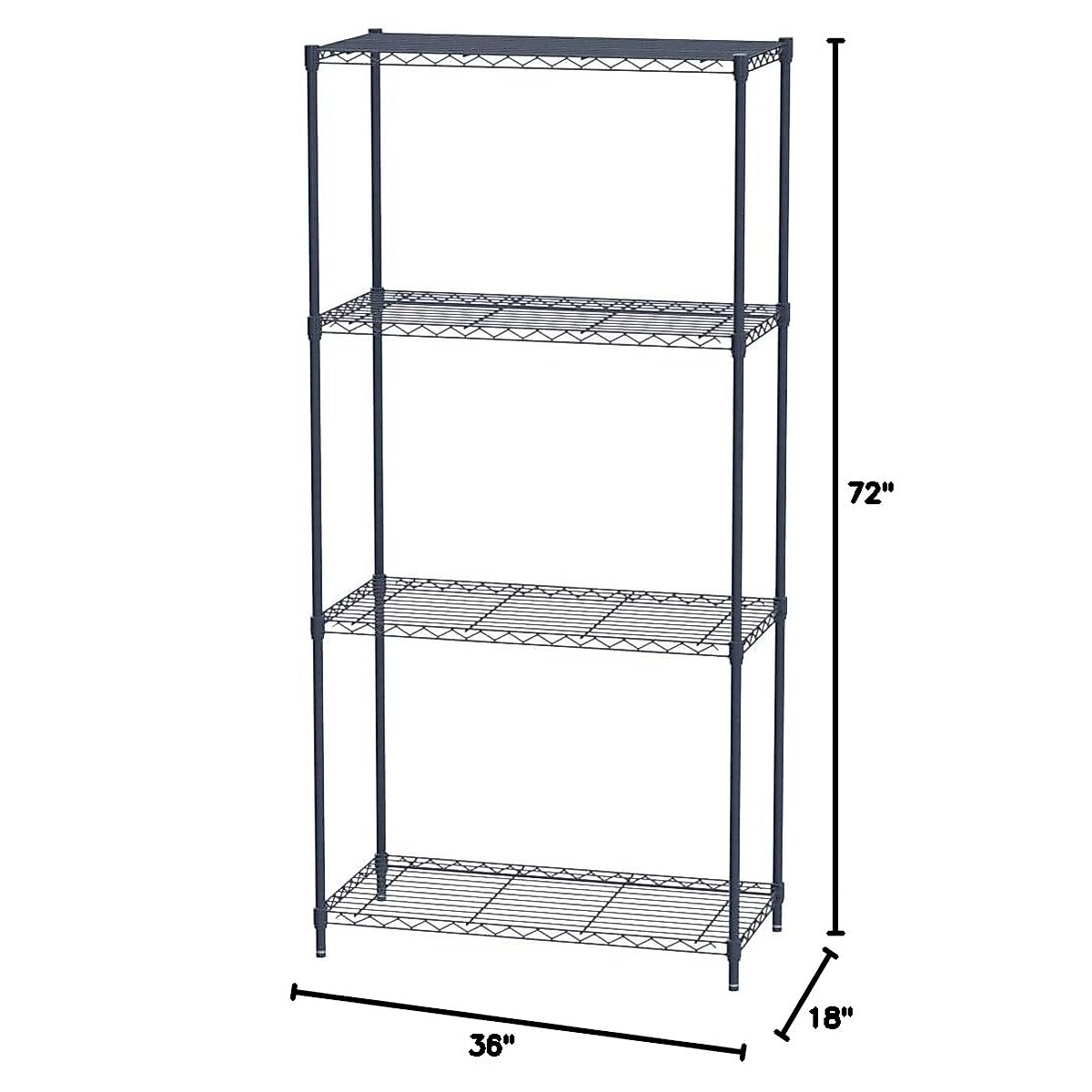 Safco Products 5276BL Commercial Wire Shelving 36" W x 18" D Basic Unit (Extra Shelves 5243BL Sold Separately), Black