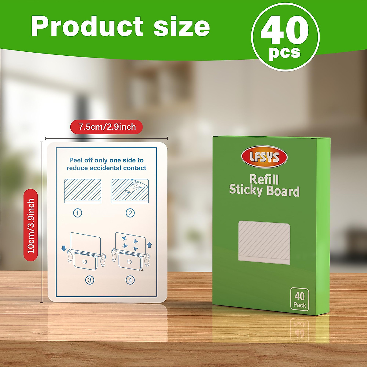 40 Packs Refill Card for Cube UV Light Fly Trap, Sticky Board Refills for LFSYS Plug-in Fly Trap