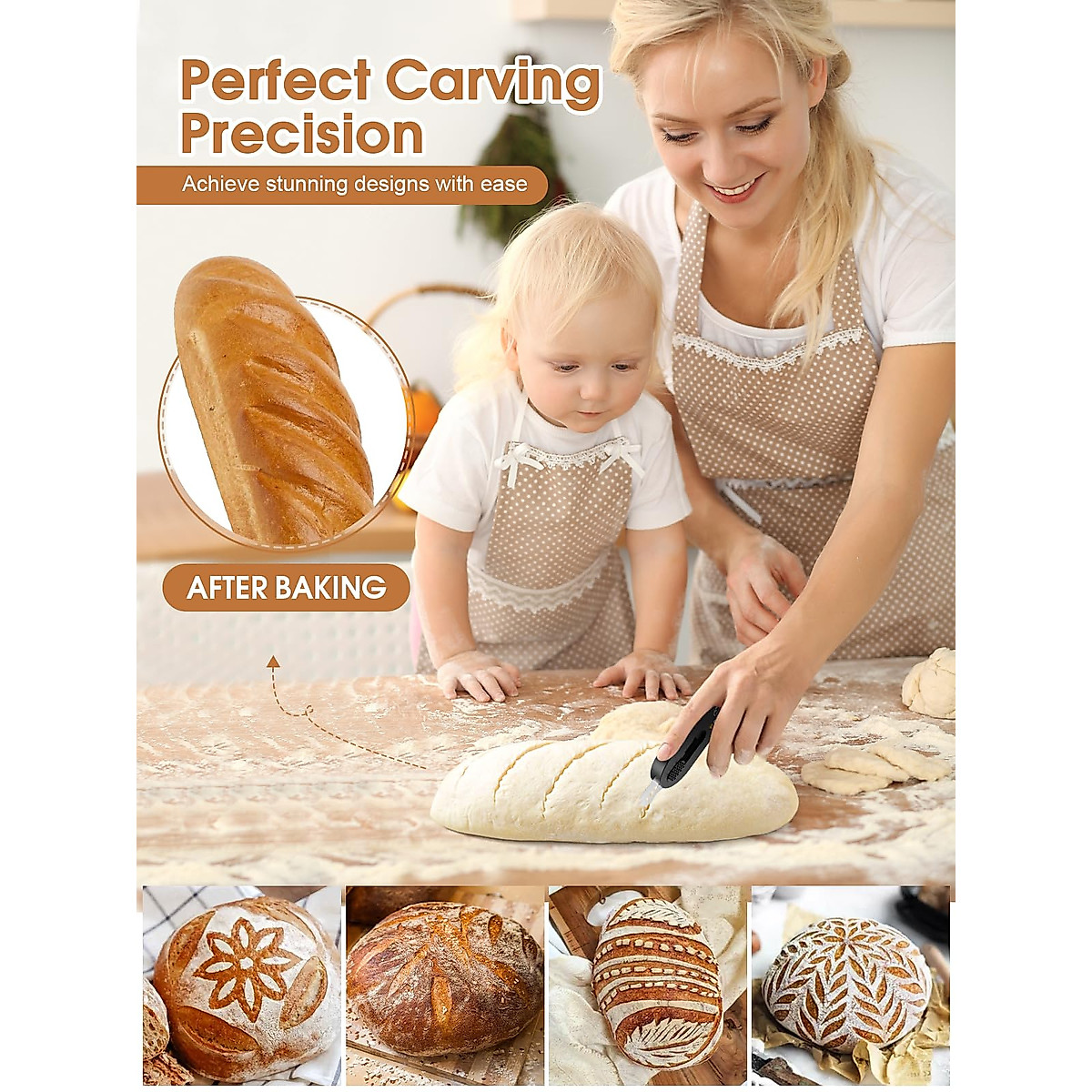 Extractable & Magnetic Bread Lame Dough Scoring Tool, Professional Sourdough Scoring Tool for Sourdough Bread Baking, Bread Making, Bread Scoring Tool with 5 Razor Blades & Scoring Patterns booklet