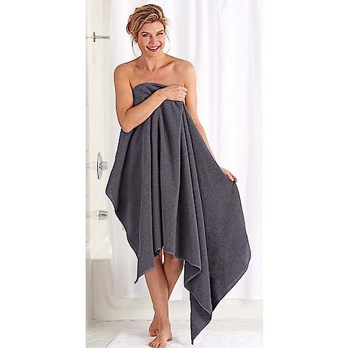 Brooklyn Linen Beach Towel Set | 45x75 Inches Pack of 2 | Oversized & Lightweight | Highly Absorbent & Quick Dry | Large Thick Bath Sheets | Premium Quality Towel | Charcoal Grey