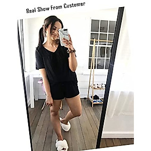 Avidlove Women's Shorts Pajama Set 2 Piece Lounge Set Women Short Sleeve Sleepwear Nightwear Pjs S-XXL Black