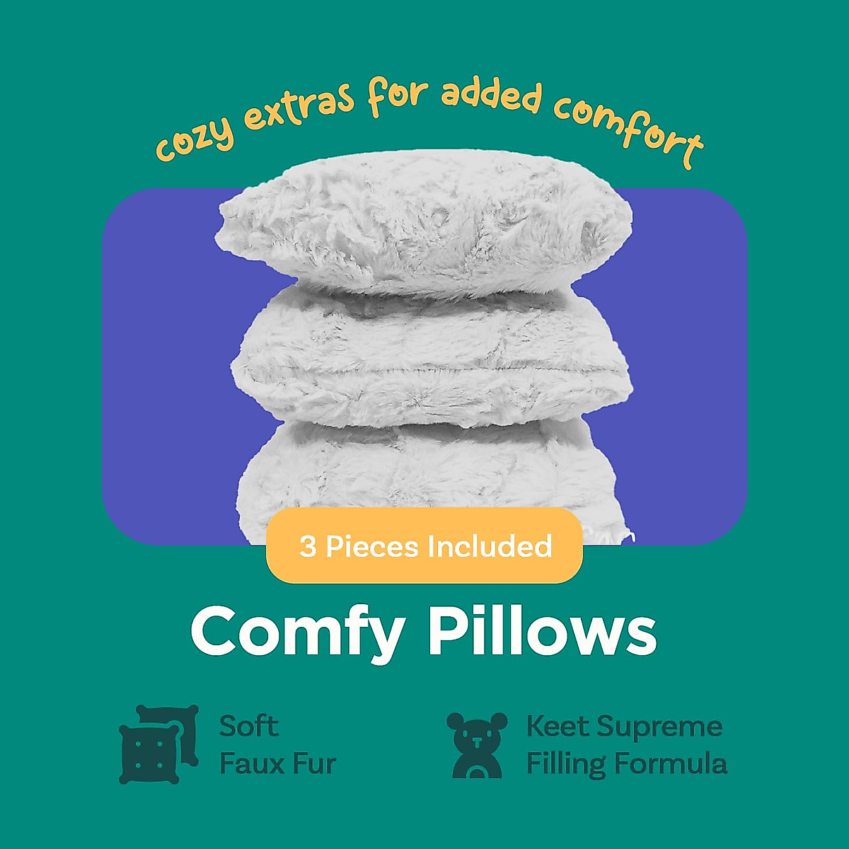 Keet Plush Childrens Sofa with Accent Pillows, Sofa for Kids Room, Kids Sofa, Toddler Sofa with Three Fluffy Pillows, Comfortable Sofa for Kids, Children Sofa, Kid Sofa, Charcoal and Grey