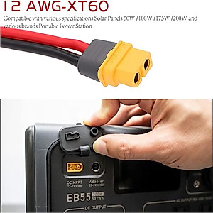 SHENGANG 1M 12AWG XT60 Female Solar Panel Connection Cable Charging Cable Solar Generator Solar Power Supplies