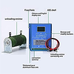 SSQUZA 6000W MPPT Hybrid Wind Solar Charge Booster Controller 12V 24V 48V Wind Generator Solar Panel Charger for Home Use Wind Turbine and PV Panel,48V