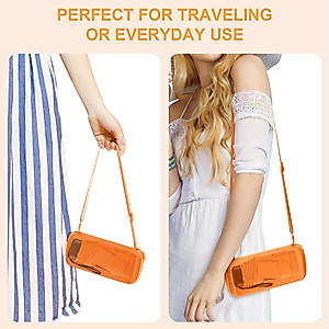 LEAGERA Compact Travel Umbrella with Case - Mini Umbrella for Purse, Small Lightweight &Tiny Umbrellas Design Perfect for Parasol Outdoor Sun&Rain,Orange