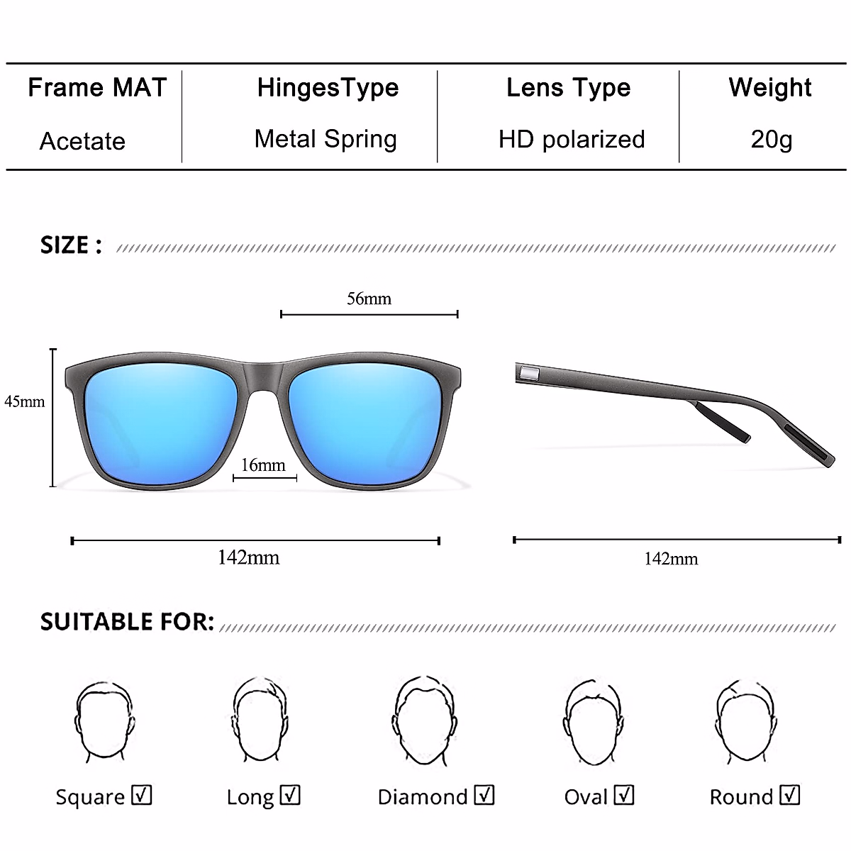BOTPOV Polarized Sunglasses for Men Women Mirror UV 400 Protection Lens Spring Hinge (3 Pack)