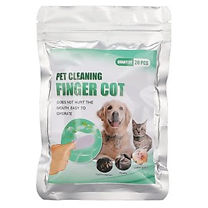 HEEPDD 20Pcs Dog Dental Wipes, Dog Teeth Cleaning Finger Wipes for Dogs Cats, Freshen Breath, Reduce Plaque Tartar, No Brushing