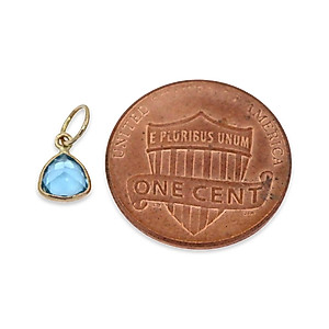Swiss-Blue-Topaz Charm 5mm Triangle-Shape Handmade In 14k Yellow Gold